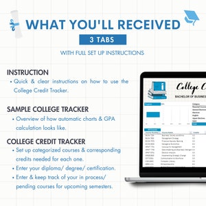 Back to School College Credit Tracker Spreadsheet, Excel Student ...