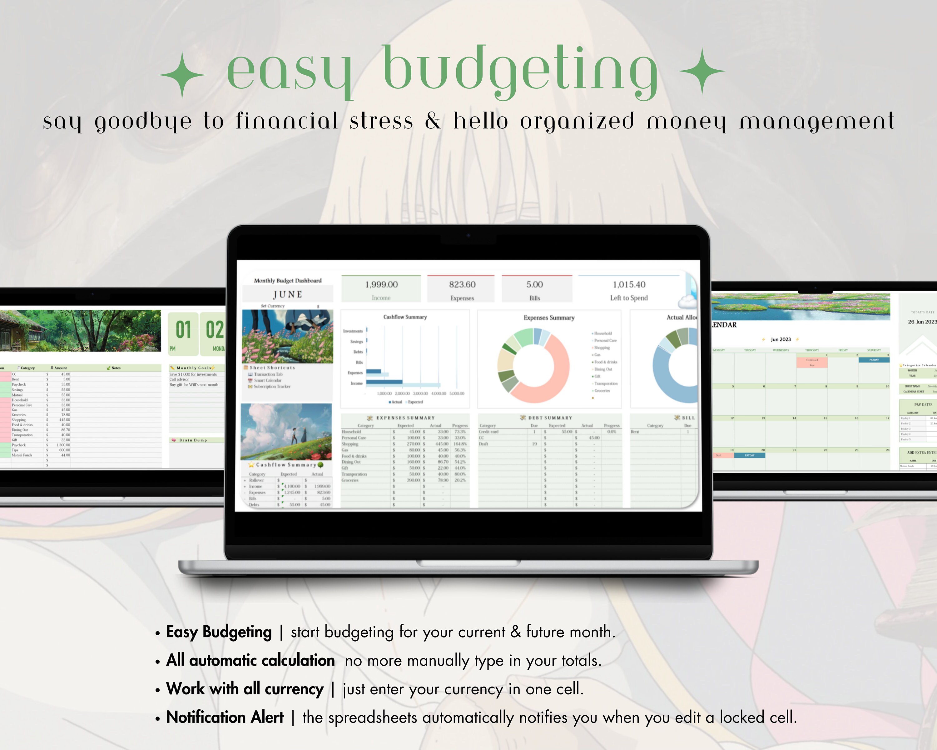 Studio Ghibli Ultimate Monthly Budget Spreadsheet Template for Excel ...