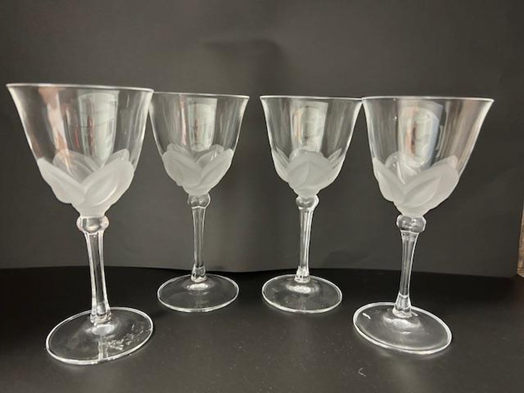 JG Durand Signed Cristal D’arques Florence Tulip Crystal Wine Glasses ...