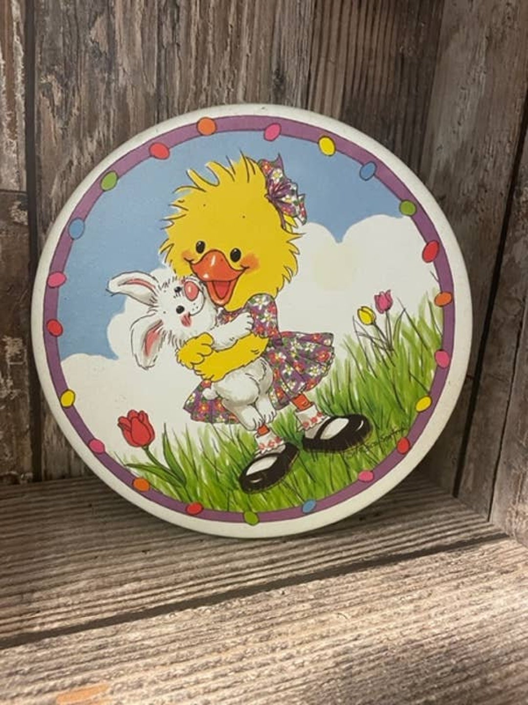 Vintage 90s Suzy's Zoo Duck With Bunny Easter Cookie Tin - Etsy