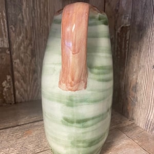 Vintage John B. Taylor Ceramics Pastel Green Striped Pitcher With Peach ...