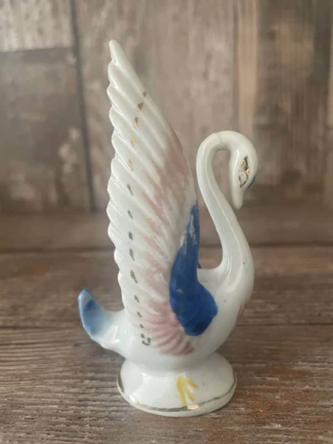 Vintage Porcelain Swan Figurine With Gold Details - Made in Japan - Etsy
