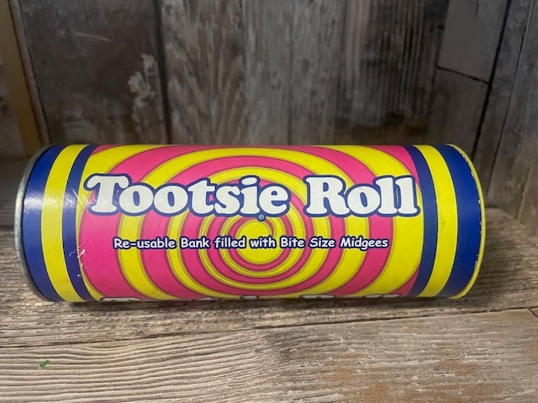 Vintage Tootsie Roll Candy Pink Yellow Psychedelic Swirl Coin Bank - Etsy