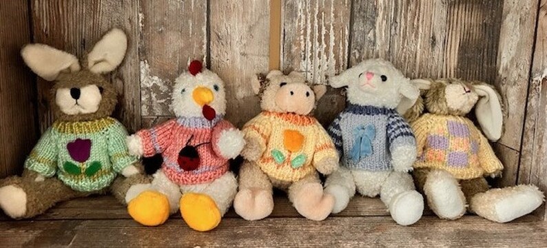 Vintage 1999 Hugfun Easter Pastel Spring Farm Animal Plush Stuffies Lot ...