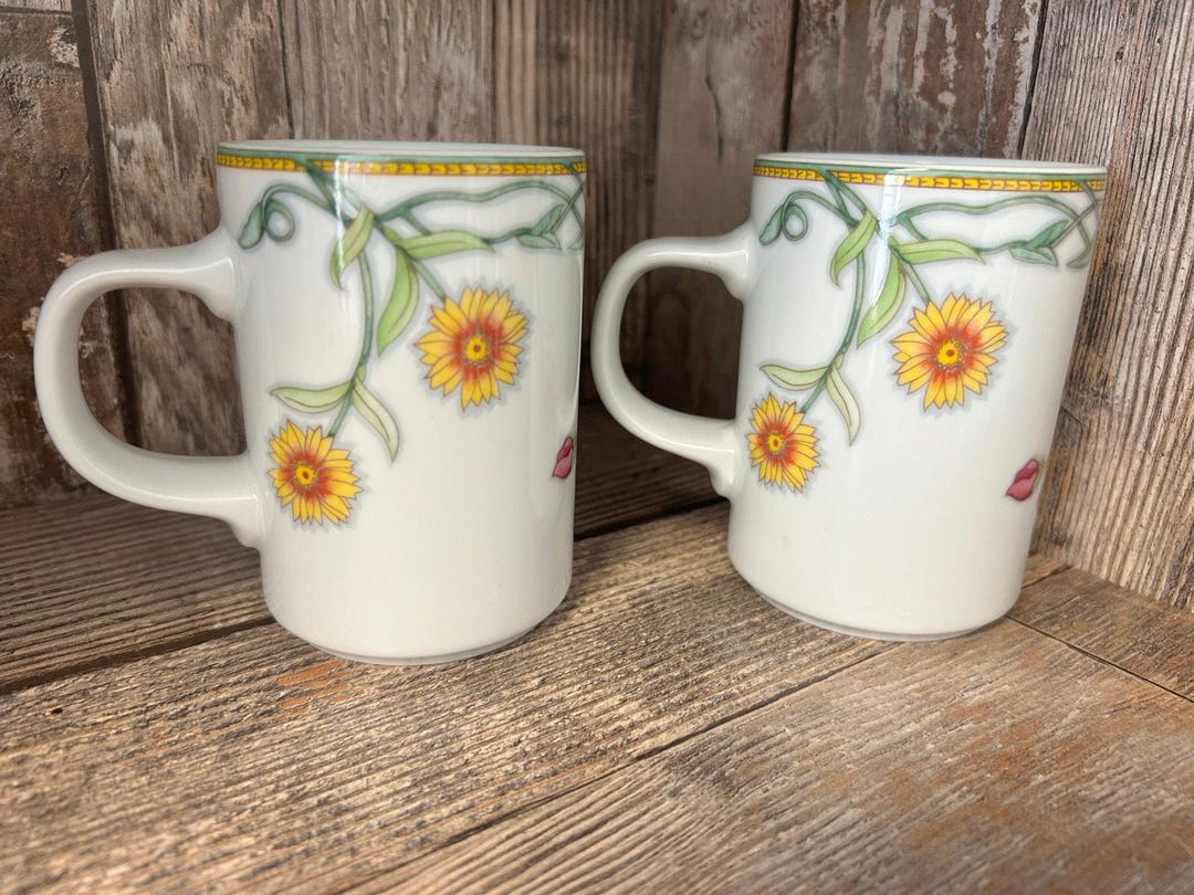 Pair of Vintage Dansk Tivoli Gardens Spring Floral Ceramic Coffee Mugs ...