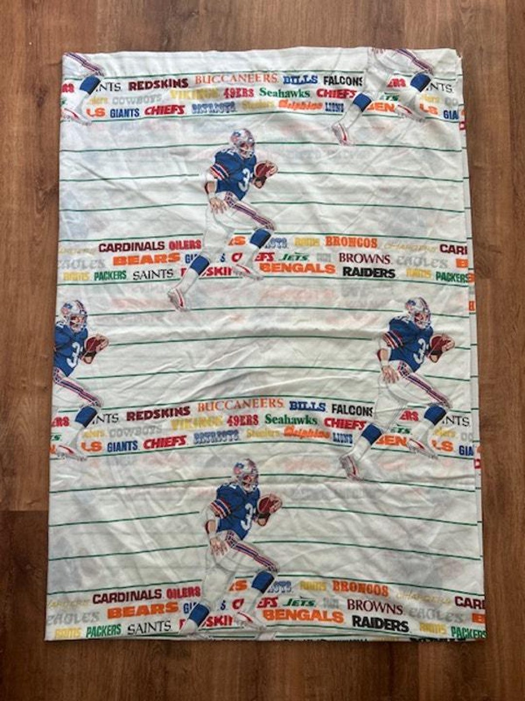 Vintage 80s NFL Football Player Multi Team Twin Flat Sheet - Etsy