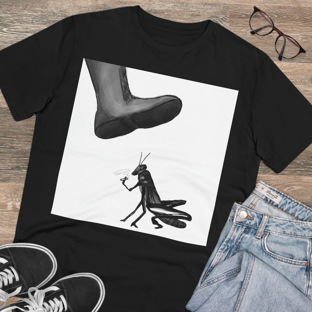 Smoking Bug Unisex Art Tee 100% Organic Cotton Shirt, Original Painting ...