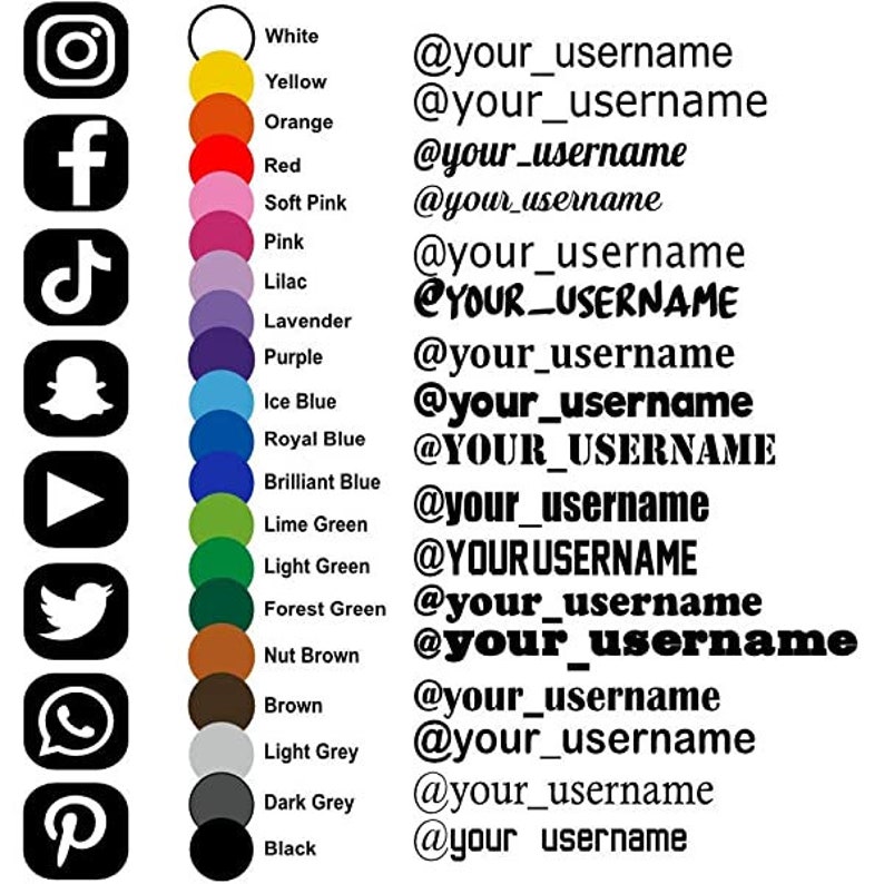 Custom Social Media Username Decals, Personalized Username, Social ...