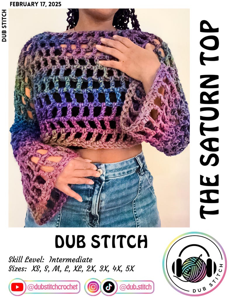 The Saturn Top Crochet Pattern by Dub Stitch: XS-5X Raglan/top-down ...
