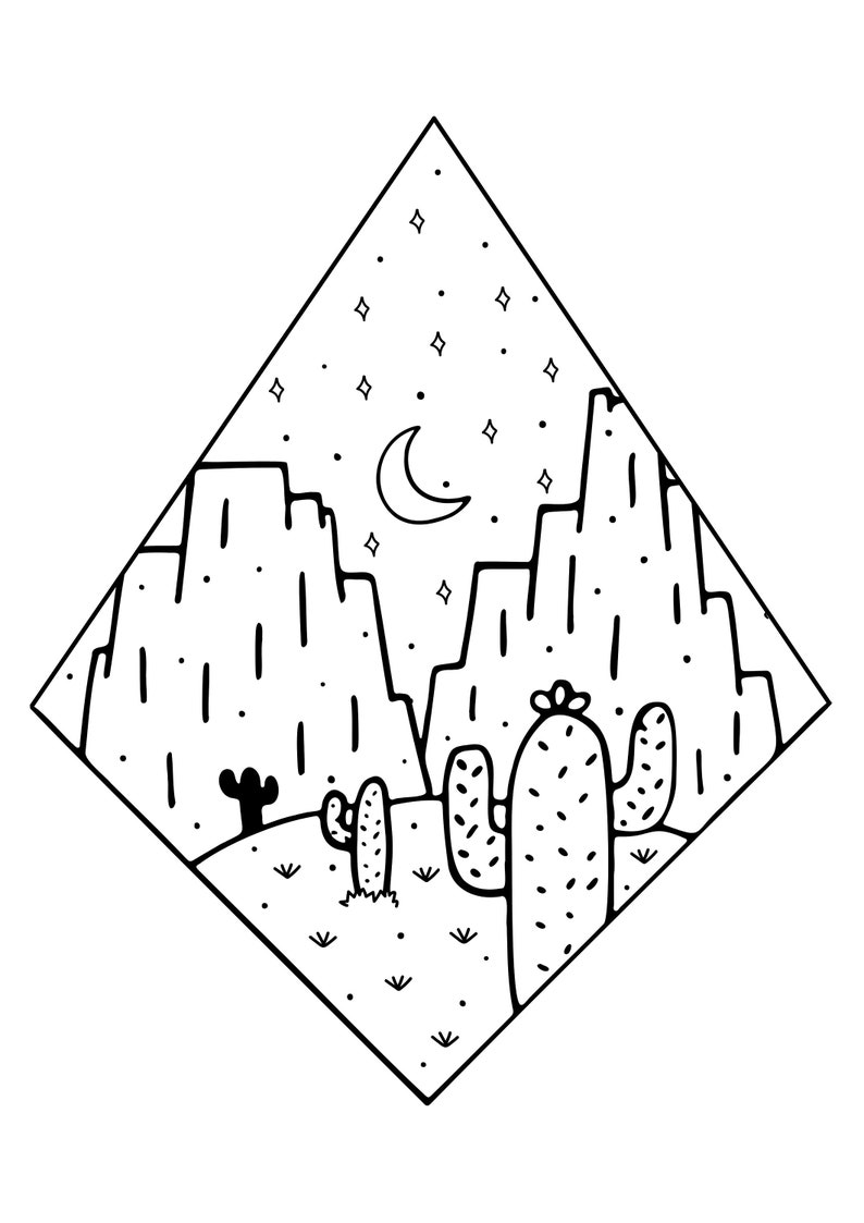 Minimalist Scenery Coloring Pages for Adults Printable Coloring Book ...