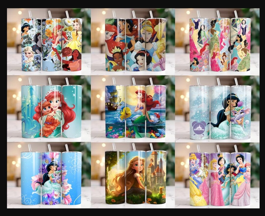 100 + Princess Tumbler Wrap Bundle, Princess Sublimation Designs, 20 Oz ...