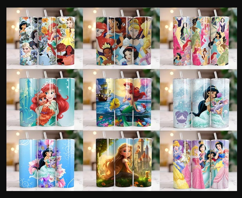100 + Princess Tumbler Wrap Bundle, Princess Sublimation Designs, 20 Oz ...