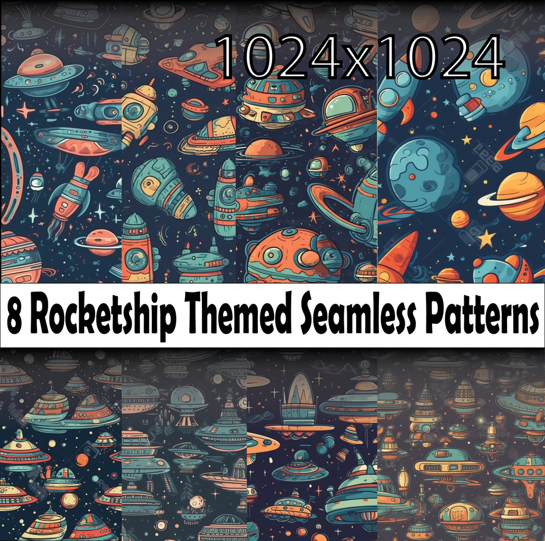 Commercial Use License of 8 Seamless Spaceship Themed - Etsy