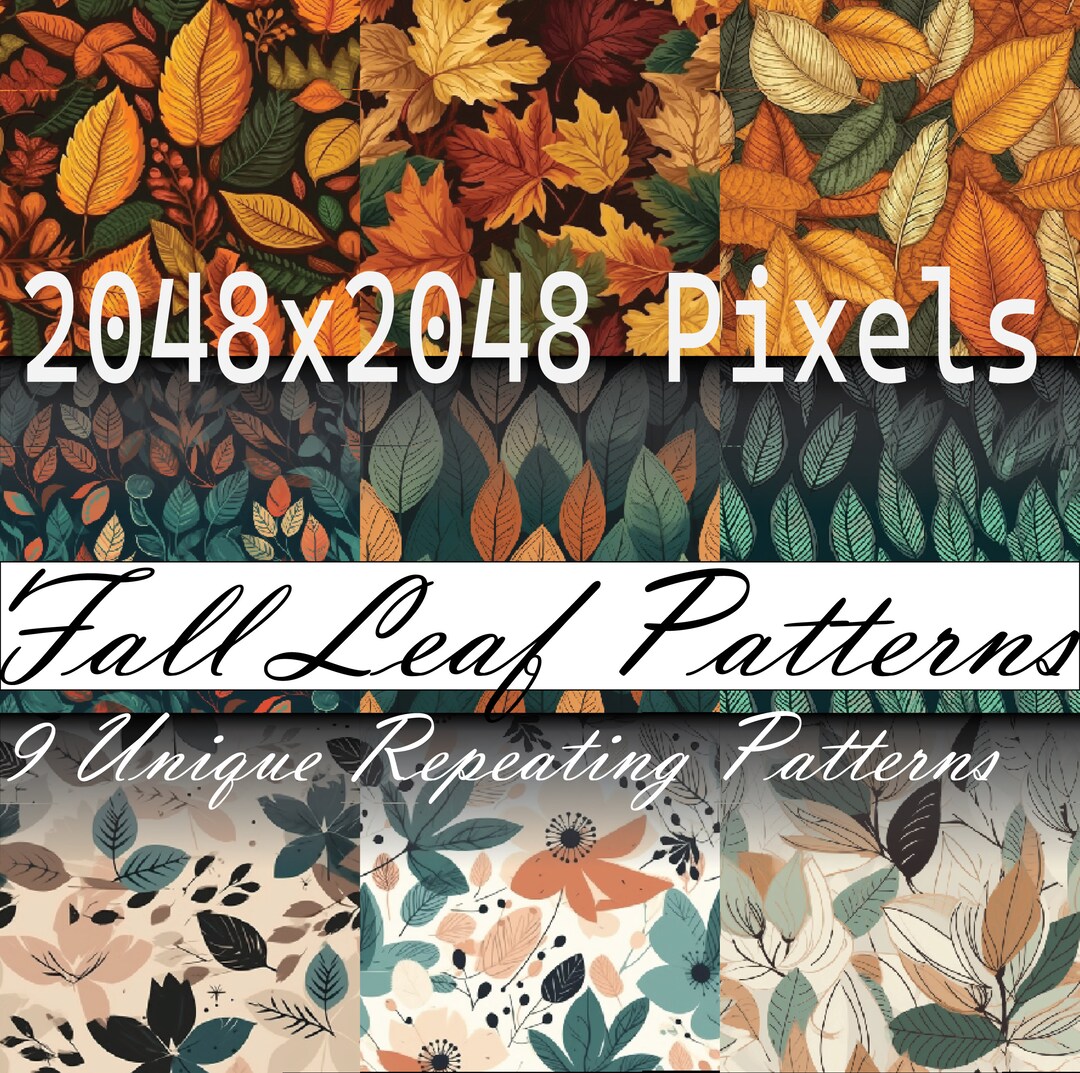 9 Seamless Fall Themed Leave Patterns Digital Paper Digital - Etsy