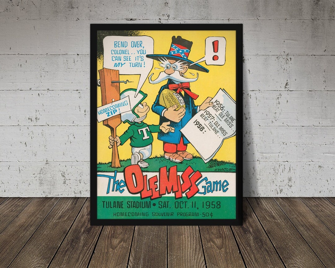 1958 TULANE GREEN WAVE Football Program Print - Vintage Football Decor ...