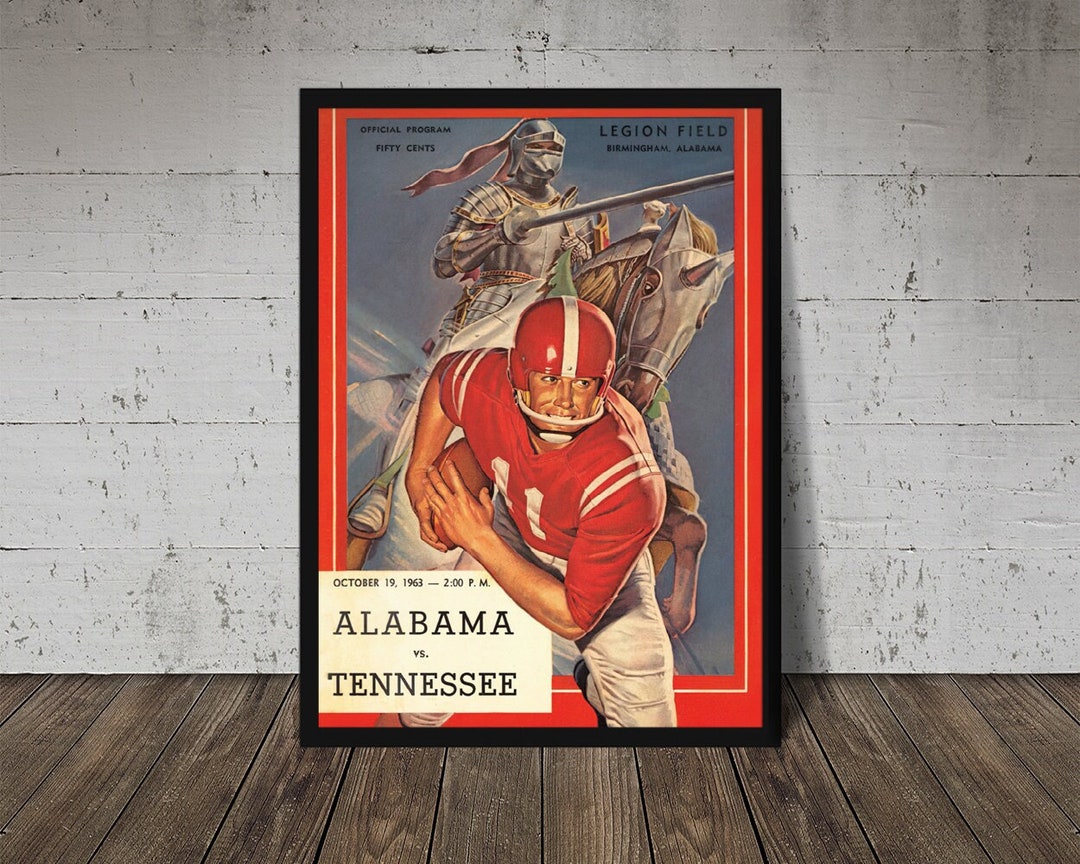 1963 UNIVERSITY OF ALABAMA Crimson Tide Print - Vintage Football Decor ...