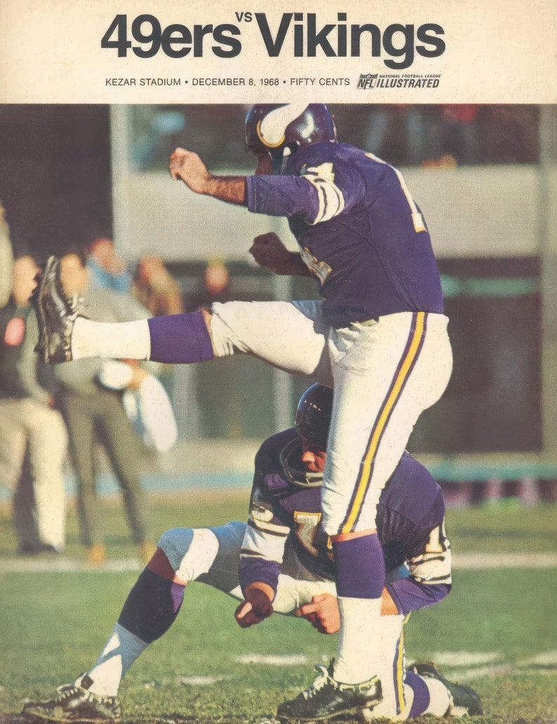 1968 MINNESOTA VIKINGS Print - Vintage Football Decor, Football Print ...