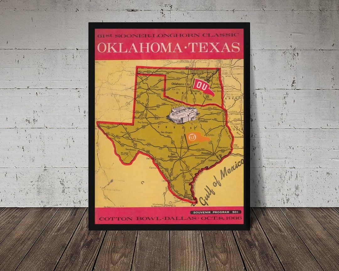 Impression de 1966 RED RIVER SHOOTOUT Oklahoma Sooners contre Texas ...
