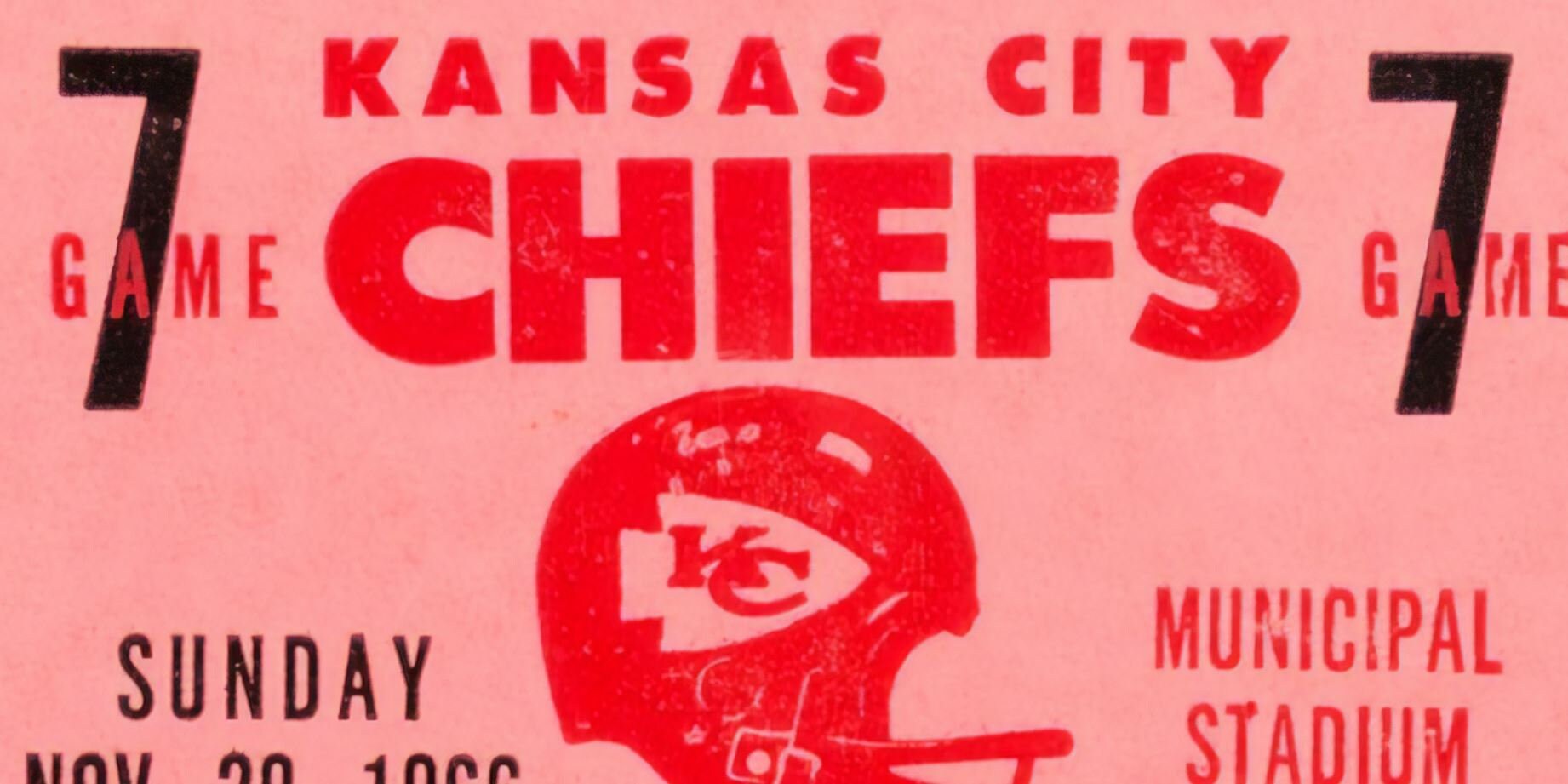 1966 KANSAS CITY CHIEFS Game Ticket Print - Vintage Football Decor ...