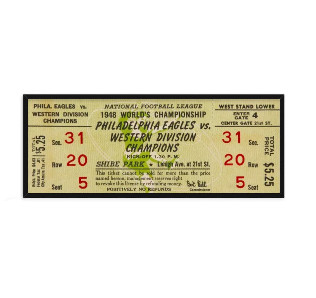 1948 PHILADELPHIA EAGLES Game Ticket Print - Vintage Football Decor ...