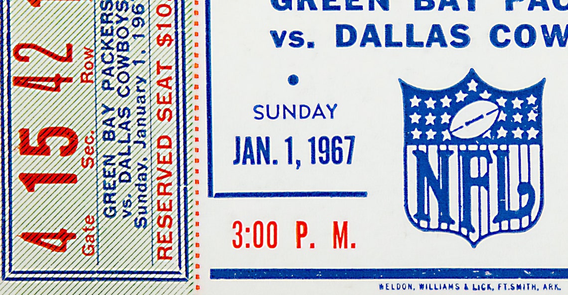 1967 Green Bay Packers Ticket Canvas – Vintage Football Art - Etsy