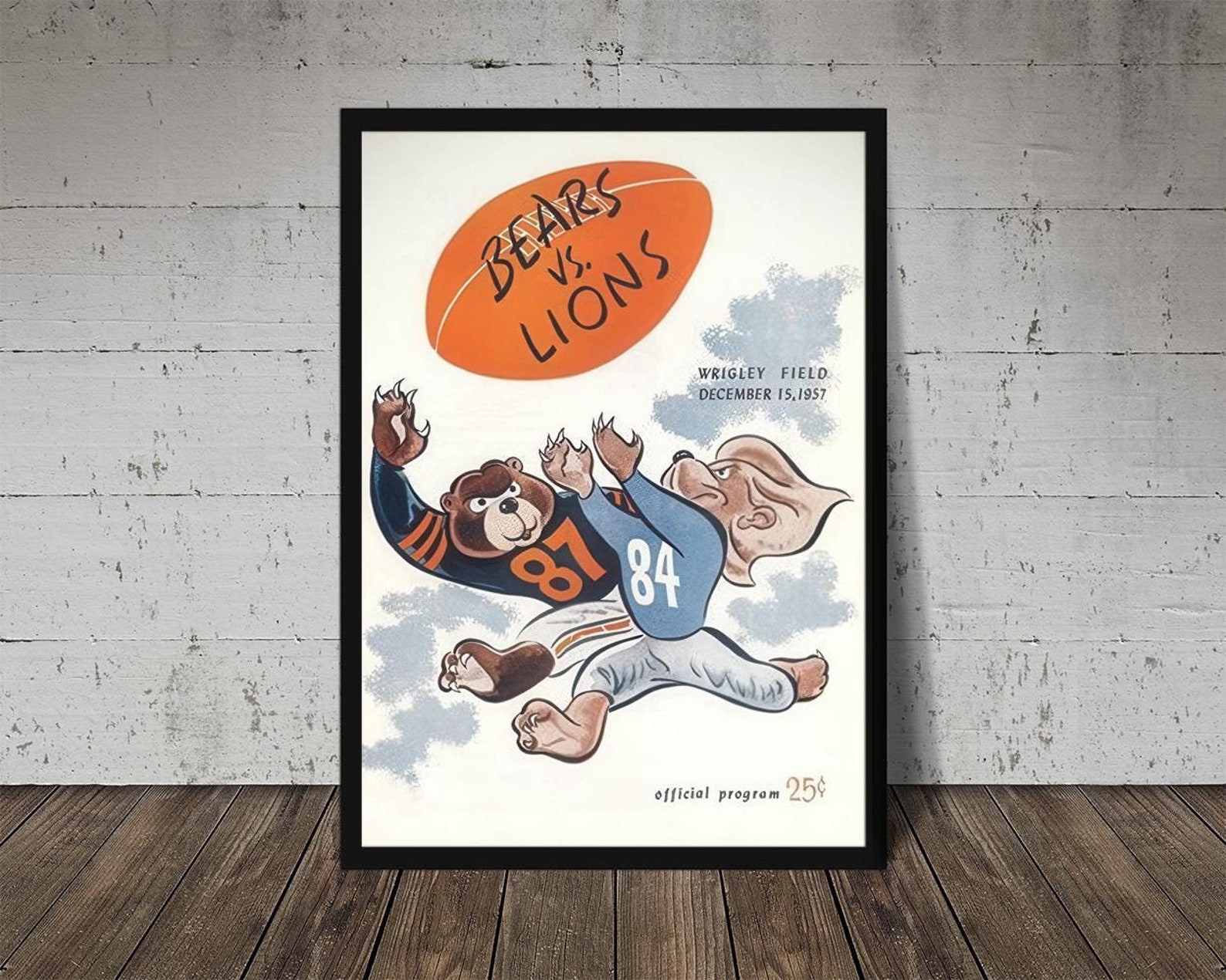 1957 CHICAGO BEARS Print - Vintage Football Decor, NFL Poster, Football ...