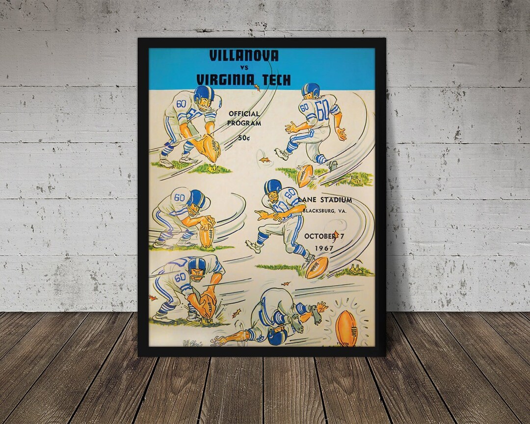 1967 VIRGINIA TECH HOKIES Print - Vintage Football Decor, Football ...