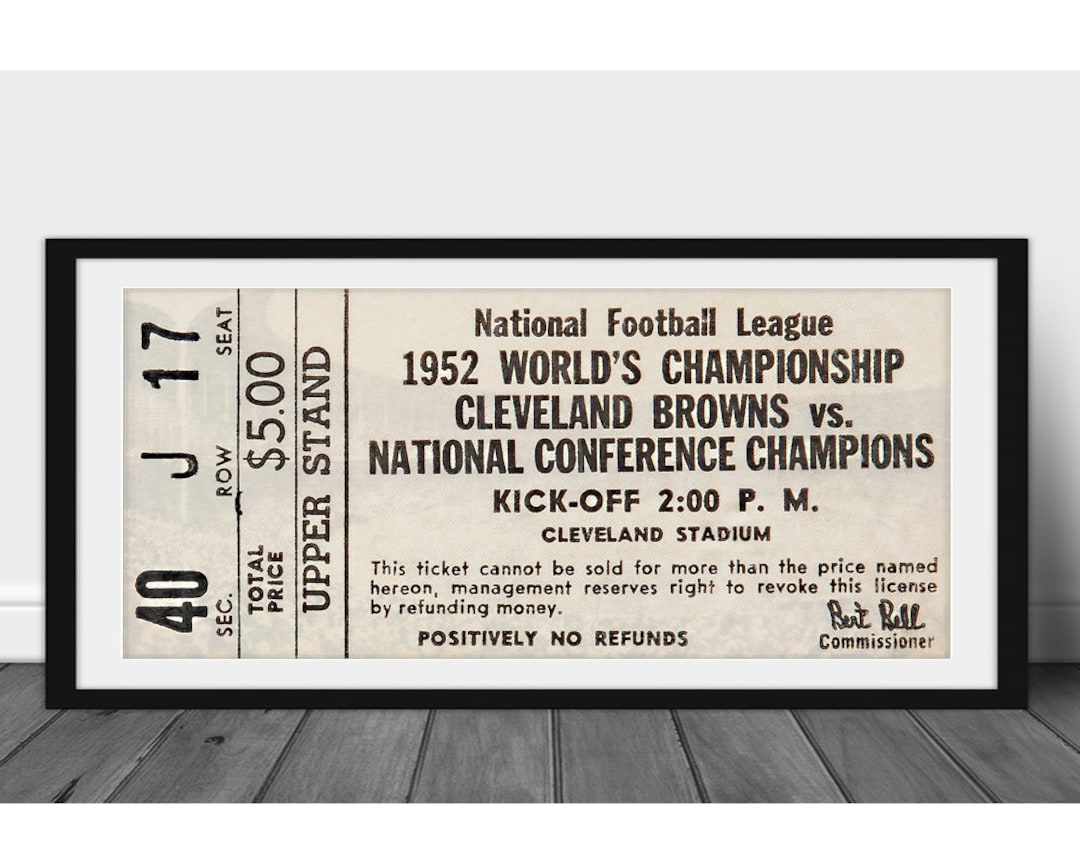 1952 CLEVELAND BROWNS Game Ticket Print - Vintage Football Decor, N.F.L ...
