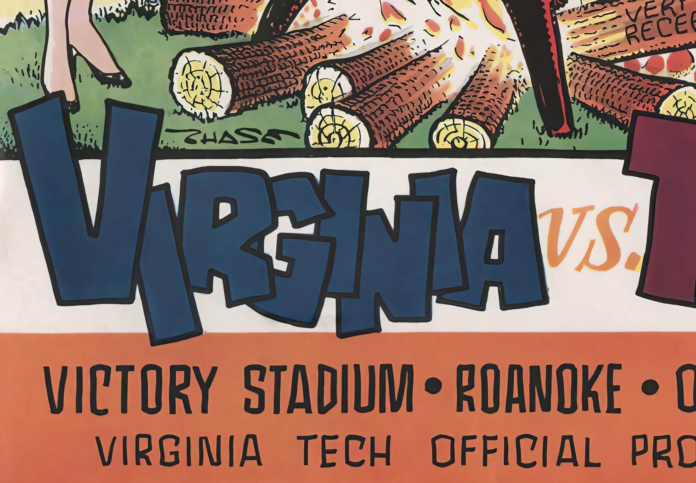 1958 VIRGINIA TECH HOKIES Print Vintage Football Decor, Football Print ...
