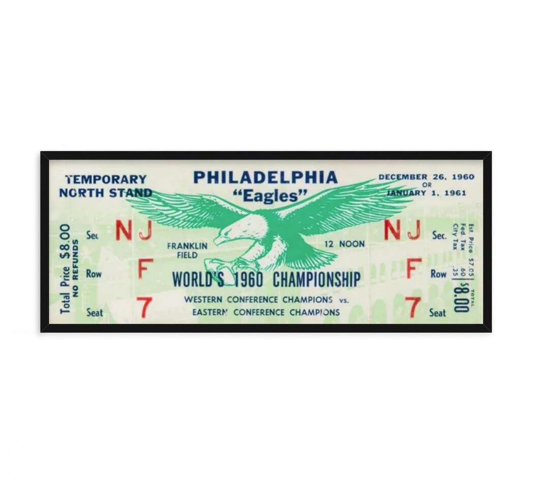 1960 PHILEDELPHOA EAGLES Game Ticket Print - Vintage Football Decor ...