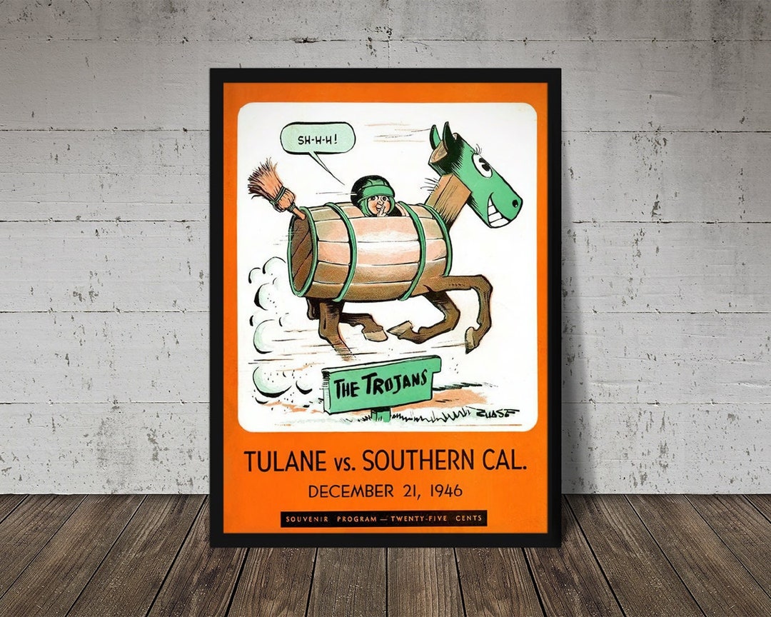 1946 TULANE GREEN WAVE Football Program Print - Vintage Football Decor ...