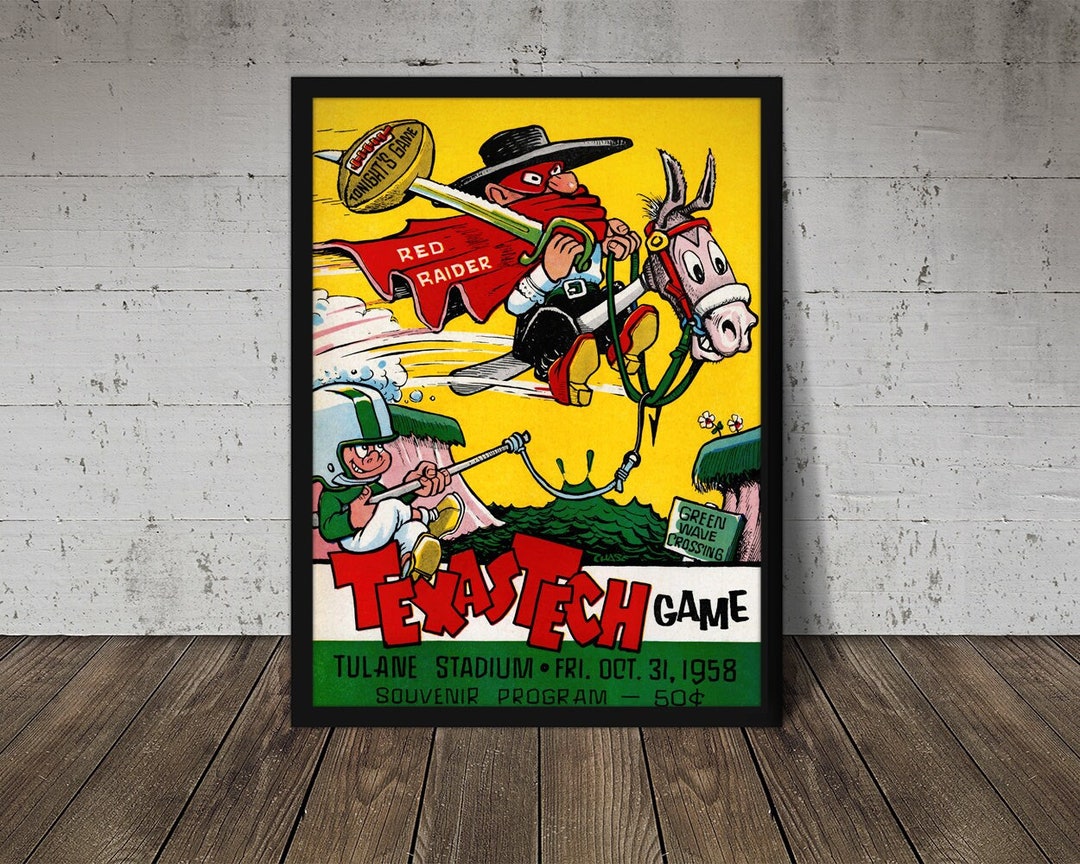 1958 TULANE GREEN WAVE Football Program Print - Vintage Football Decor ...
