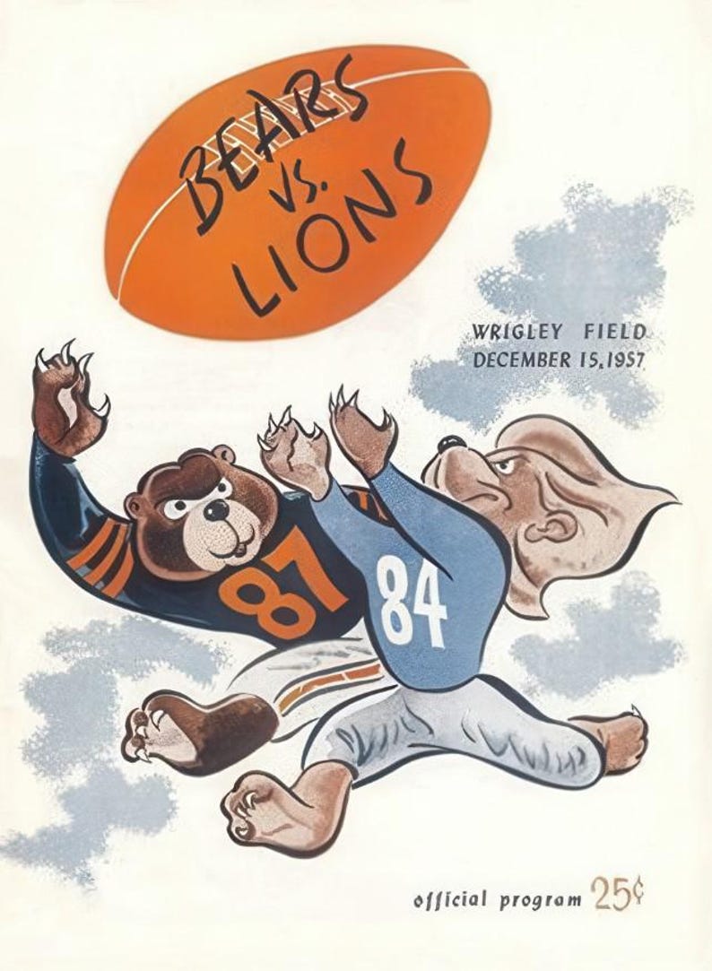 1957 CHICAGO BEARS Print - Vintage Football Decor, NFL Poster, Football ...