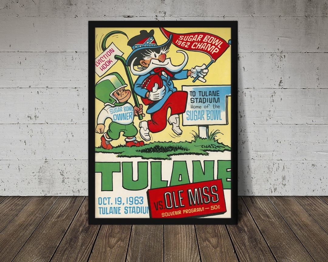 1963 TULANE GREEN WAVE Football Program Print - Vintage Football Decor ...
