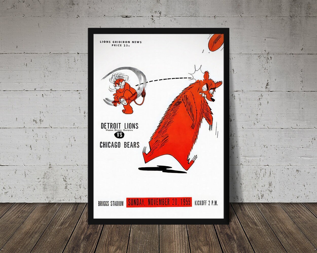 1955 DETROIT LIONS Print - Vintage Football Decor, Football Print ...