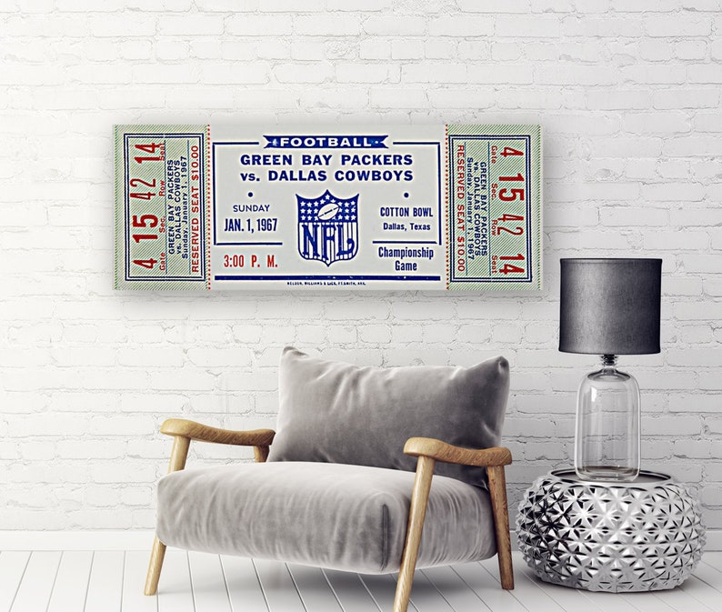 1967 Green Bay Packers Ticket Canvas – Vintage Football Art - Etsy