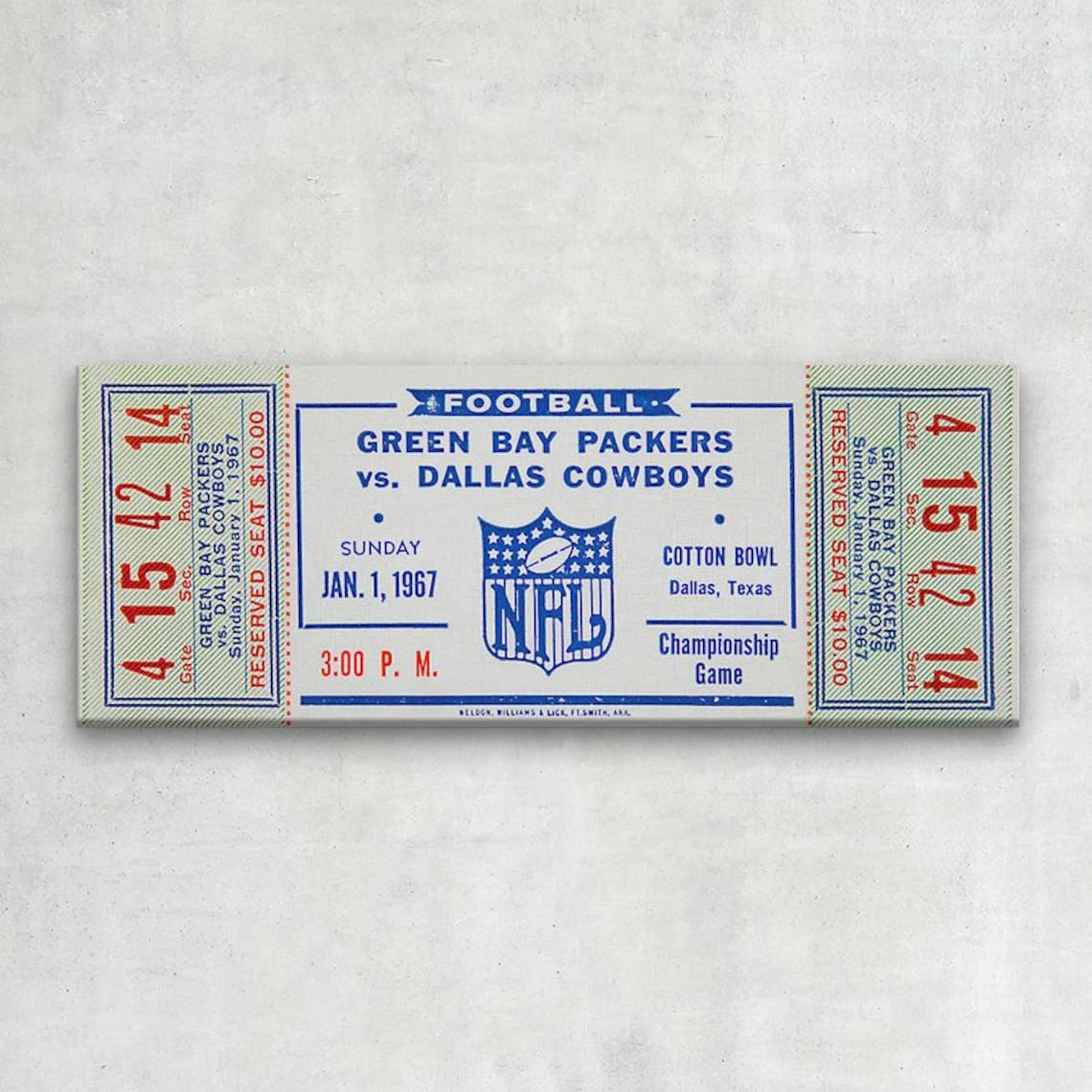 1967 Green Bay Packers Ticket Canvas – Vintage Football Art - Etsy
