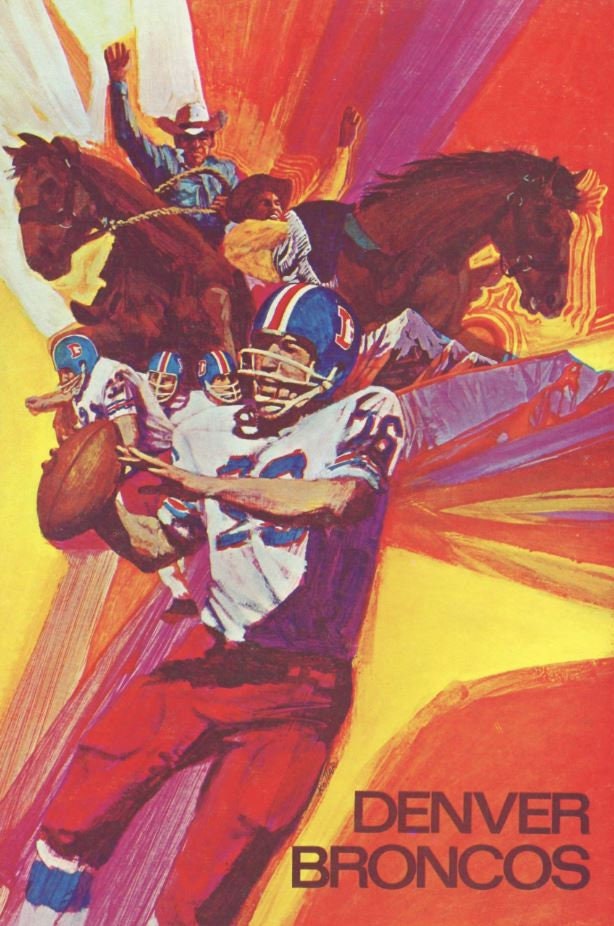 1968 DENVER BRONCOS Print - Football Decor, NFL Poster, Football Print ...
