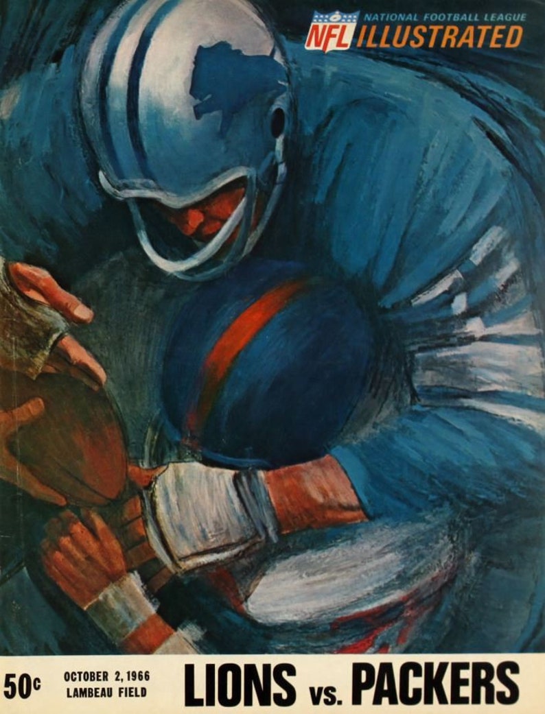 1966 Detroit Lions Print - Vintage Football Poster Art - Etsy
