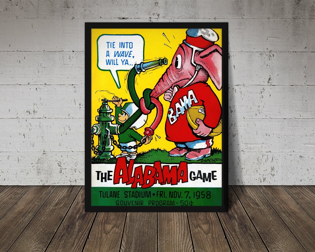 1958 TULANE GREEN WAVE Football Program Print - Vintage Football Decor ...