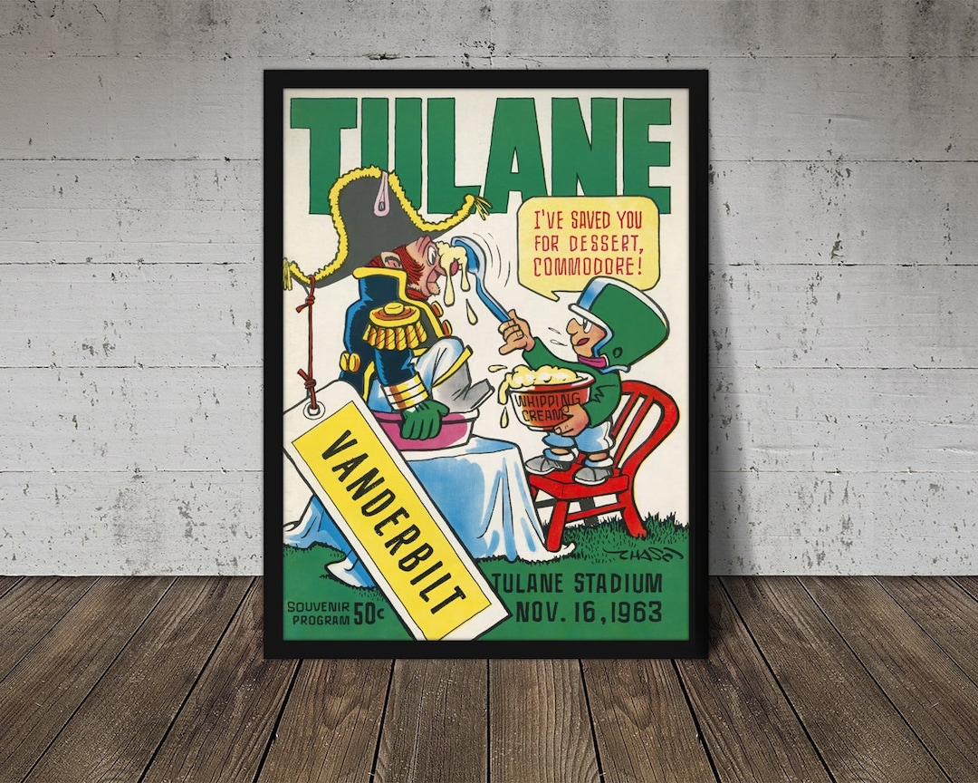 1963 TULANE GREEN WAVE Football Program Print - Vintage Football Decor ...