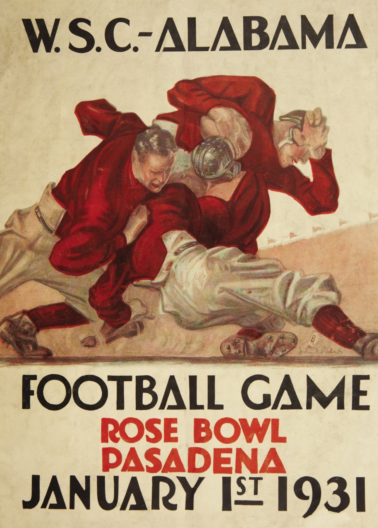 1931 UNIVERSITY OF ALABAMA Crimson Tide Print - Vintage Football Decor ...