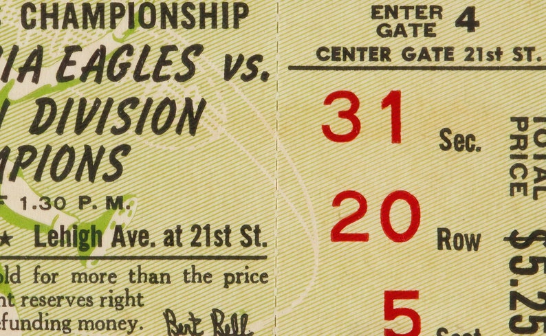 1948 PHILADELPHIA EAGLES Game Ticket Print - Vintage Football Decor ...