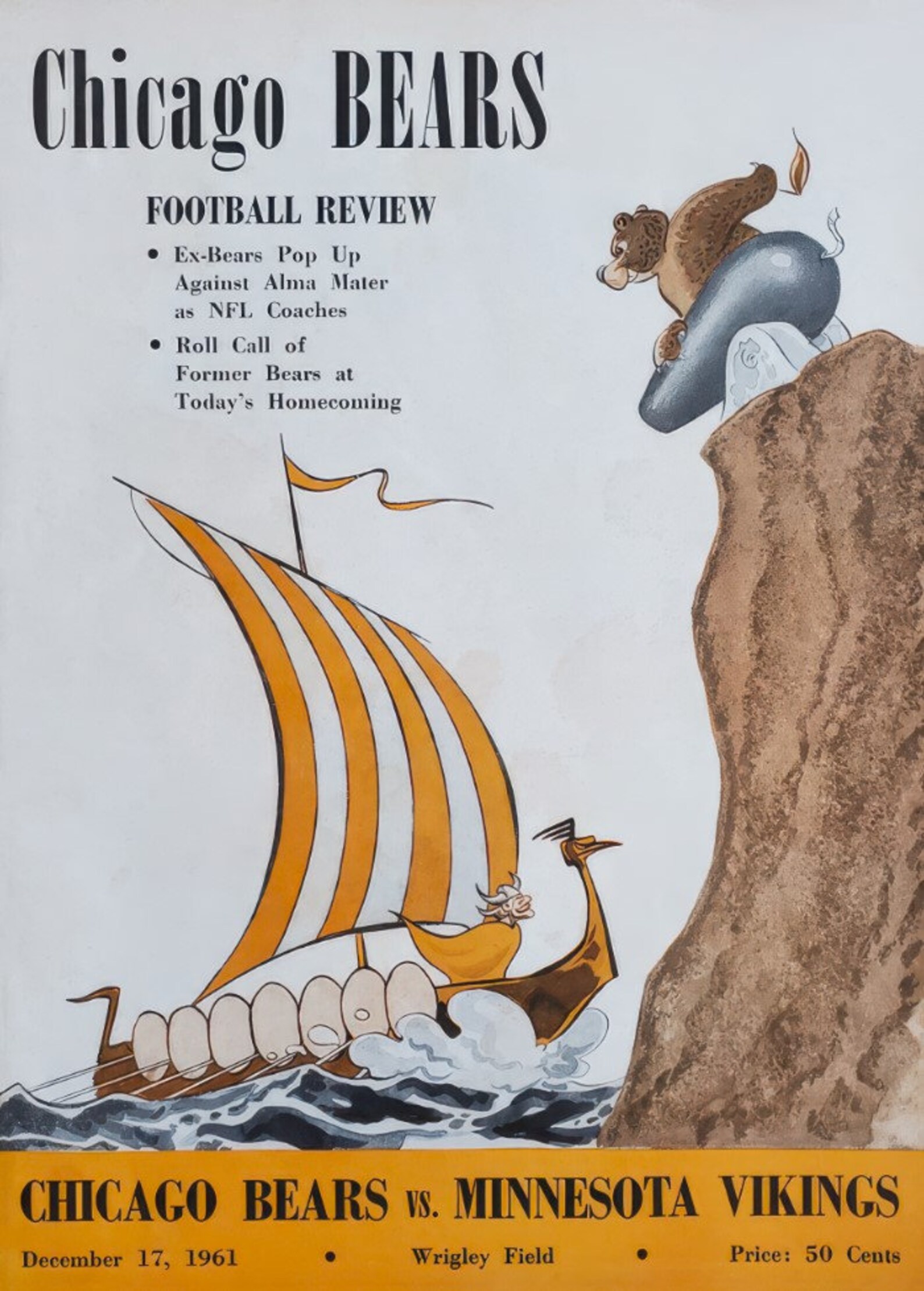 1961 CHICAGO BEARS Print - Vintage Football Decor, NFL Poster, Football ...
