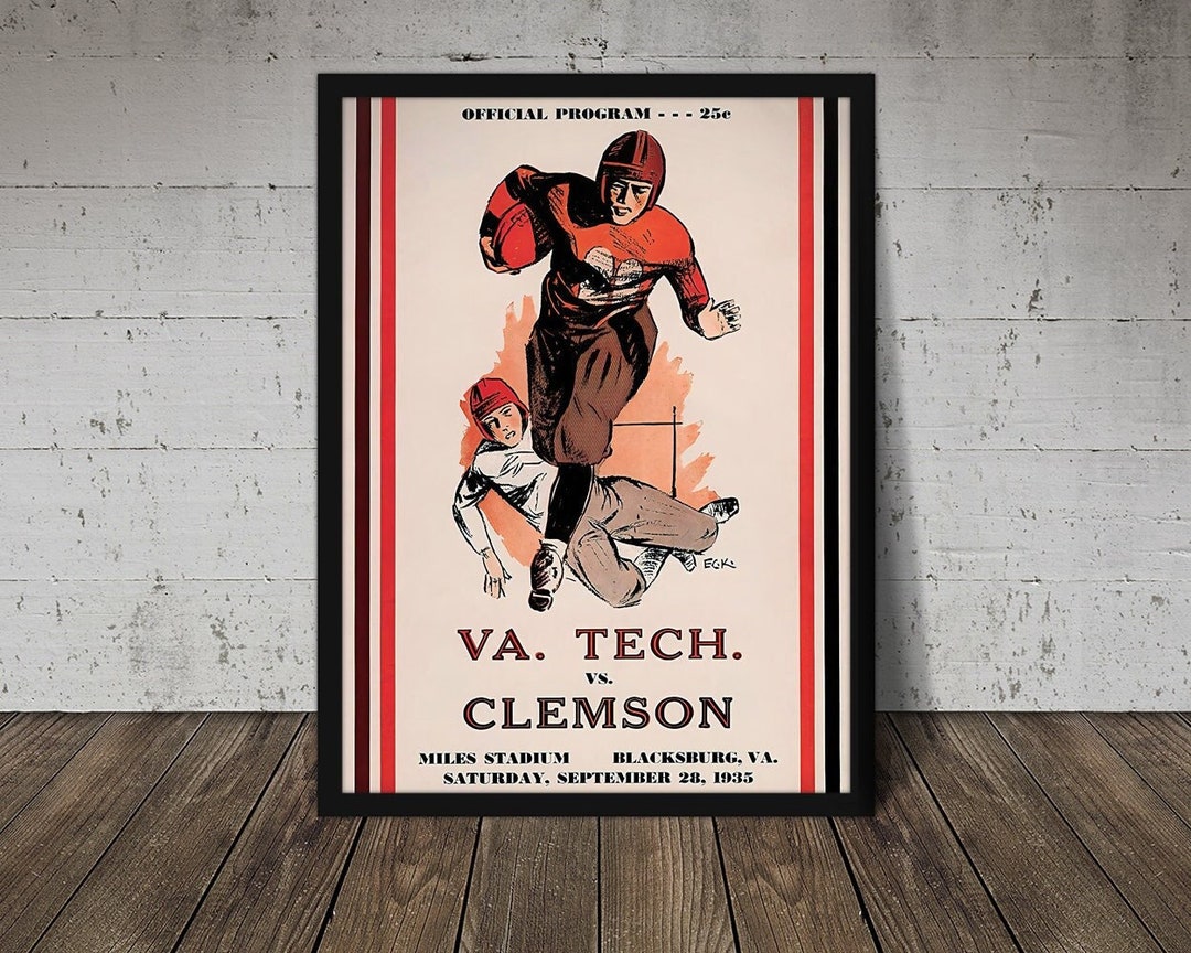 1935 VIRGINIA TECH HOKIES Print - Vintage Football Decor, Football ...