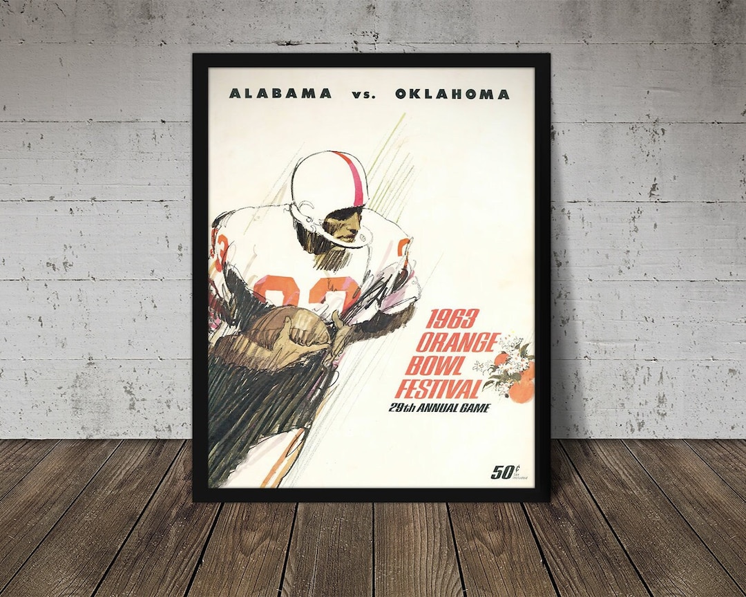 1963 UNIVERSITY OF ALABAMA Crimson Tide Print - Vintage Football Decor ...