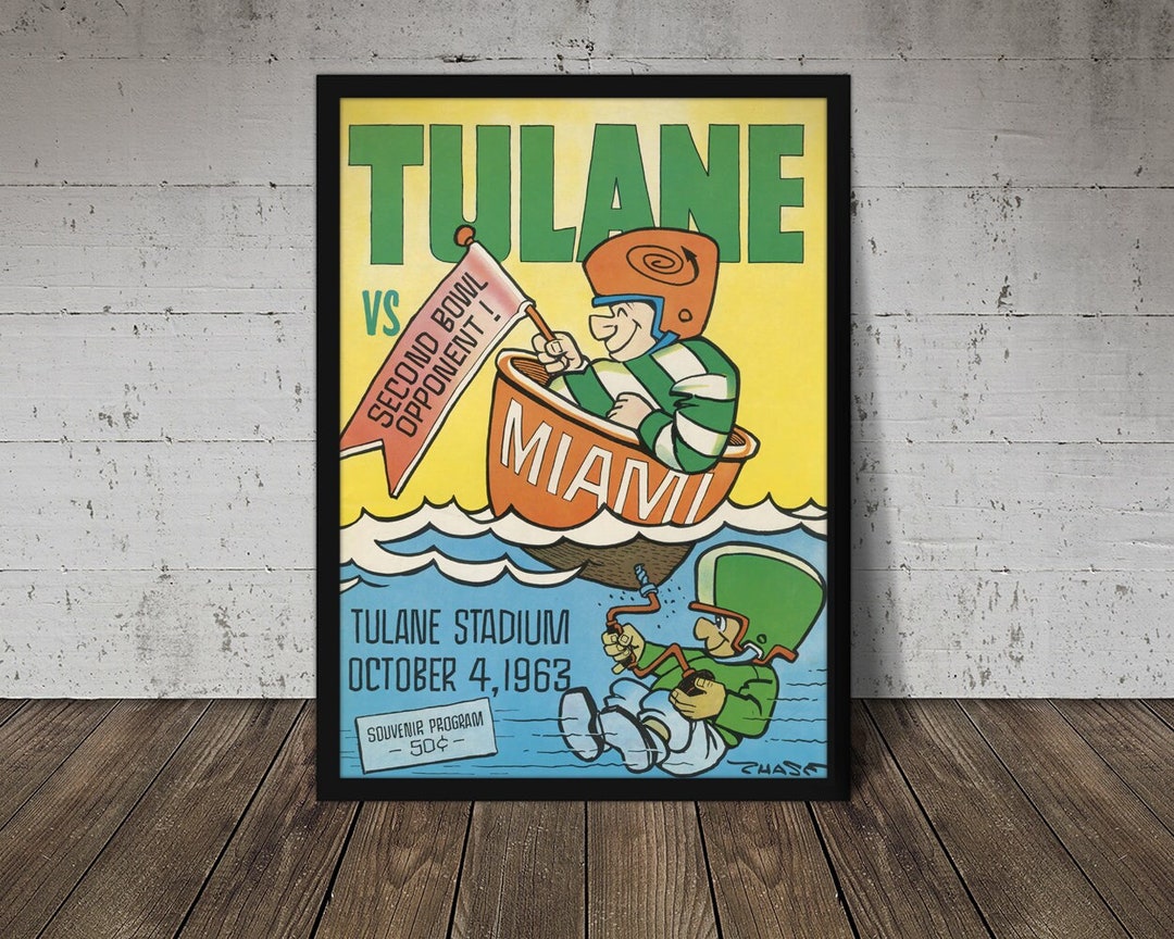 1963 TULANE GREEN WAVE Football Program Print - Vintage Football Decor ...