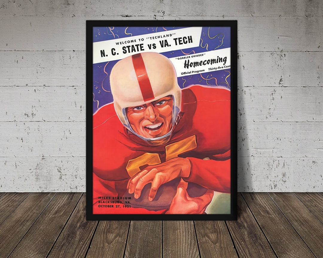 1951 VIRGINIA TECH HOKIES Print - Vintage Football Decor, Football ...