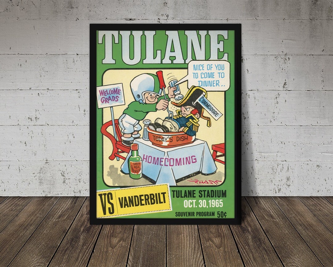 1965 TULANE GREEN WAVE Football Program Print - Vintage Football Decor ...