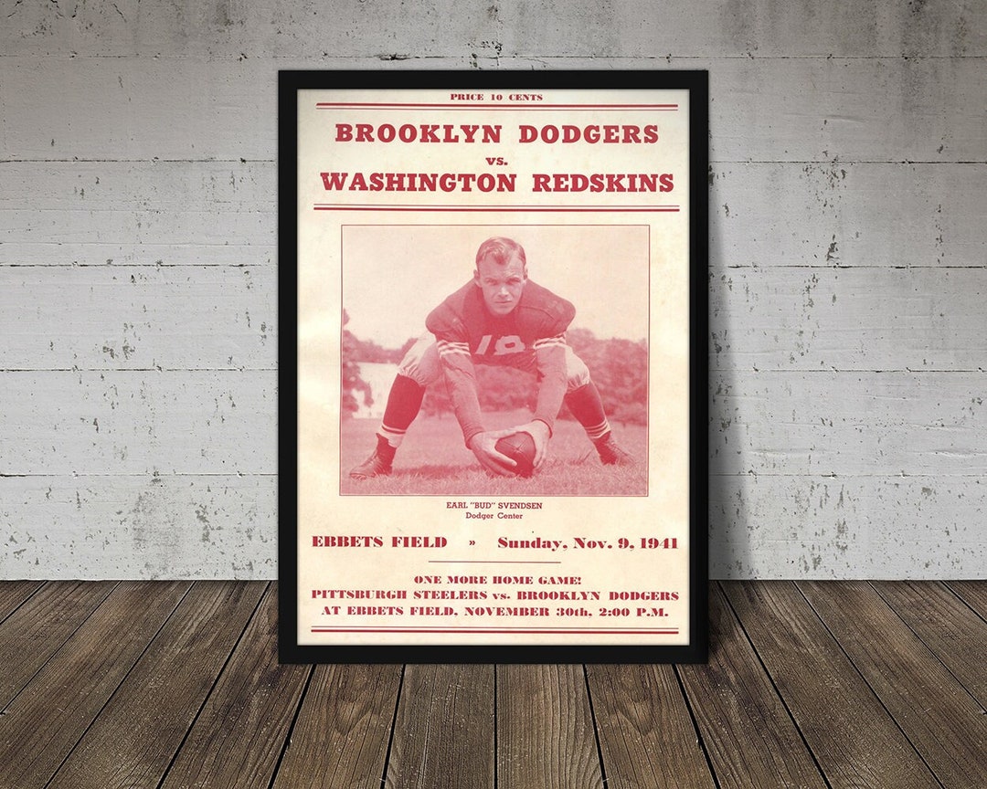 1941 BROOKLYN DODGERS Football Print - Vintage Football Decor, NFL ...